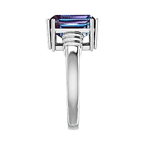 V3 Jewelry Sterling Silver with Color Changing Alexandrite Solitaire Ring