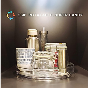 Lazy Susan Organizer Clear Lazy Susan Turntable for Cabinet Pantry Fridge Lazy Susan Spice Rack Plastic 2 Pack (9 inch & 10 inch)