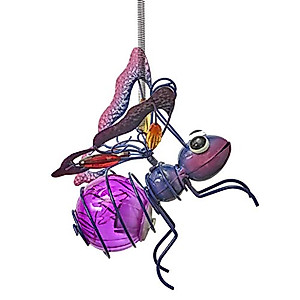The Lakeside Collection Hanging Flying-Look Solar Bug Decoration for Outdoors - Purple Butterfly