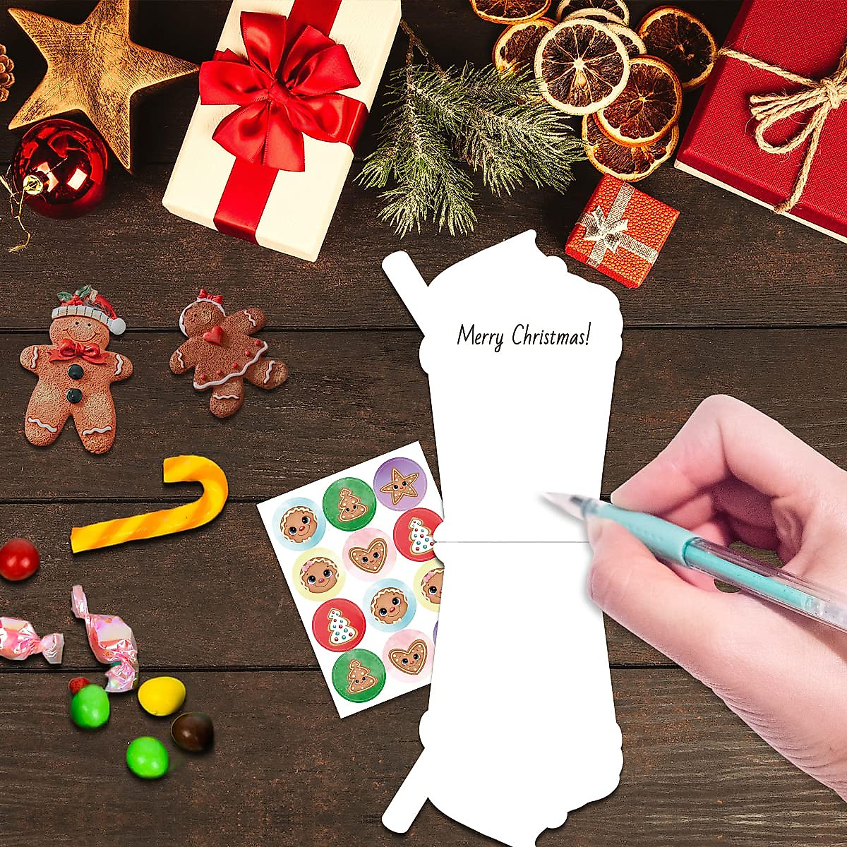 ceiba tree 36Pcs Christmas Gingerbread House Cards Festive Winter Holiday Greeting Cards with Envelopes and Stickers Die Cut