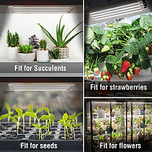 Mosthink Grow Lights for Indoor Plants, 4 Packs LED Strips Full Spectrum with Auto Timer 3/6/12H, Dimmable Sunlike Growing Lamp for Greenhouse,Seedling,432 LEDs (16 Inches)