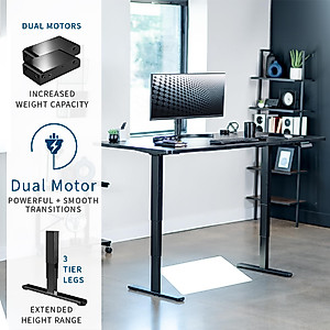 VIVO Electric Height Adjustable 71 x 36 inch Memory Stand Up Desk, Black Table Top, Black Dual Motor Frame with Preset Controller, 2B Series, DESK-KIT-2B7B-36