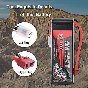 GOLDBAT 4S 5000mAh 14.8V 50C LiPo RC Battery with Deans Plug and Tracxas Connector Softcase for RC Evader BX Car RC Truck RC Truggy RC Heli Airplane Drone FPV Racing