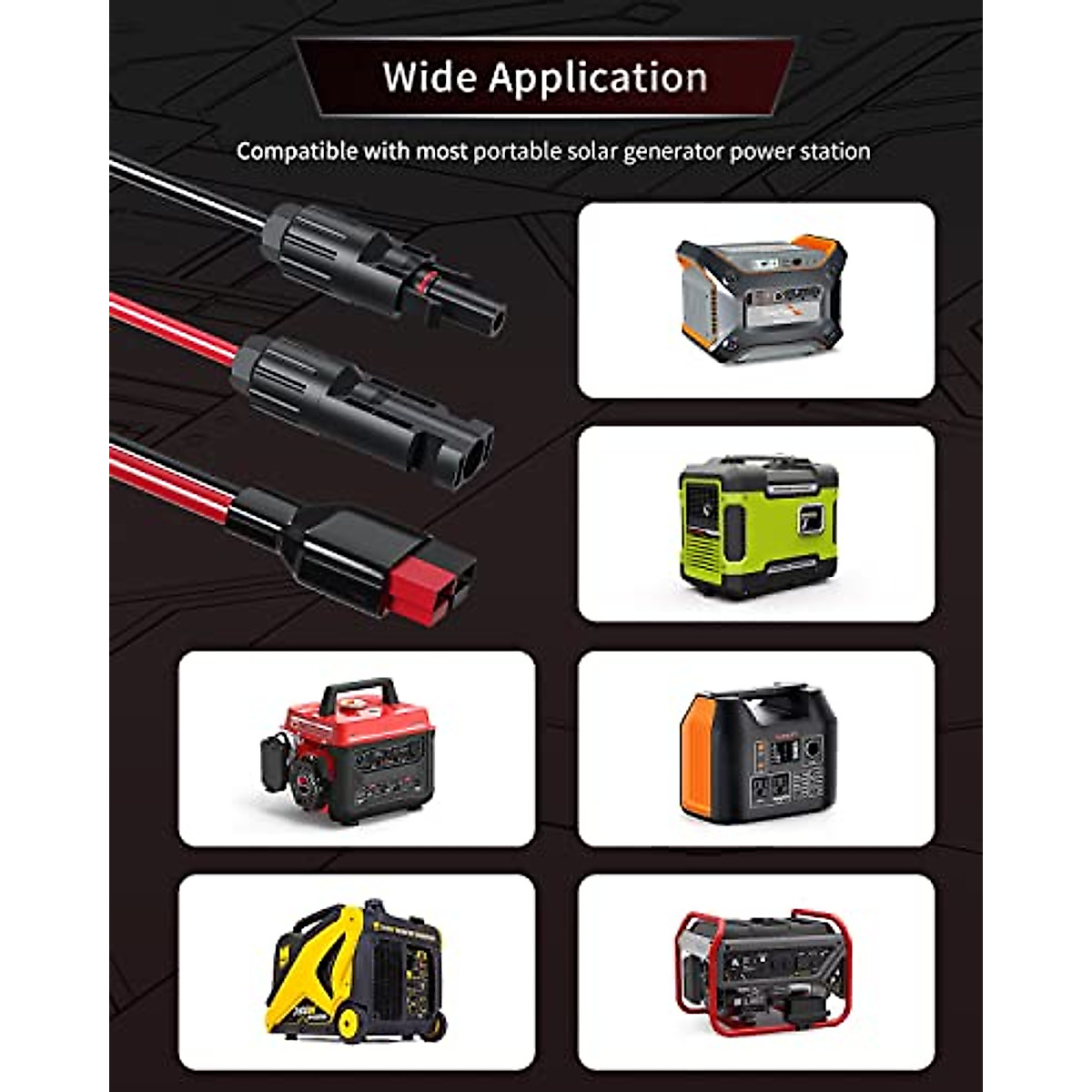 RANDPOW 10AWG Solar Panel Cable Connector to Anderson Power Pole Adapter, Solar Connectors Extension Cable Compatible with Anderson Power Pole Solar Panel for Solar Generator Power Station