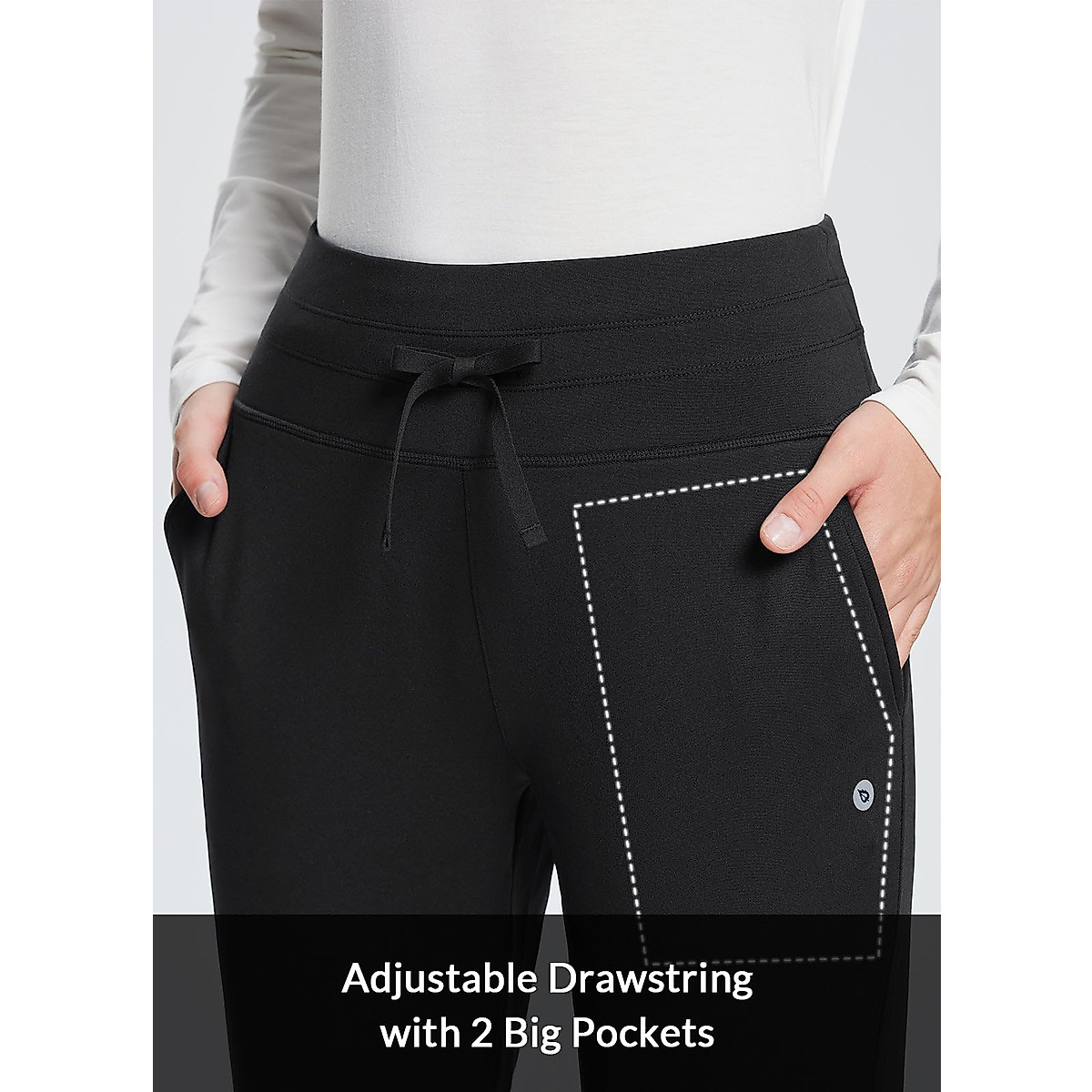 BALEAF Women's Sweatpants Fleece Lined Pants High Waisted Sweat Pants Winter Thermal Ski Hiking Joggers Black L