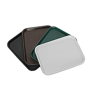 Caspian Plastic 1014 inch Fast Food Serving Tray Rectangular Cafeteria Non-Slip Tray,Set of 12 (Grey)