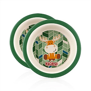 Nuby 2 Piece Bamboo Printed Bowl, Colors May Vary