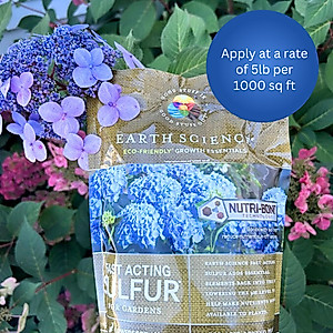Earth Science Fast Acting Sulfur - Instantly Lower pH of Soil & Reduce Nutrient Runoff for Improved Growth & Color - Long Lasting Lawn Care for Acid Loving Plants (5lb)