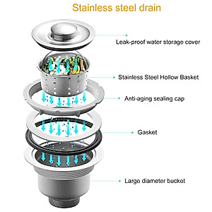 KARFER Utility Sink, Free Standing Single Bowl Commercial Restaurant Kitchen Sink with Storage Shelve and Workbench for Garage Restaurant Kitchen Laundry Room