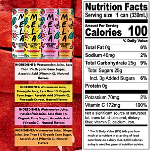 Mela Water Watermelon Juice Drink, Electrolytes & Antioxidants, Refreshing Hydration, Coconut Water Alternative, Vitamin C, Natural (Variety, 11.15 Fl Oz (Pack of 12)