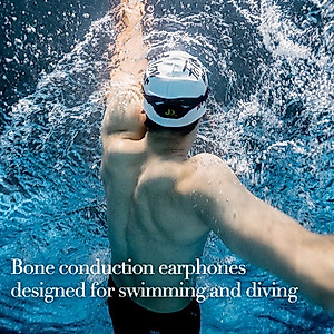 GEORDONG Bone Conduction Headphones, Open Ear Sport Headphones with Headband Waterproof Wireless Earphones with Microphone Innovative Wearing Method for Swimming and Workouts (Black)