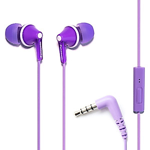 Panasonic ErgoFit Wired Earbuds, In-Ear Headphones with Microphone and Call Controller, Ergonomic Custom-Fit Earpieces (S/M/L), 3.5mm Jack for Phones and Laptops - RP-TCM125-V (Purple)