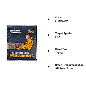 MBTP Bulk Dried Mealworms - Treats for Chickens & Wild Birds (5 Lbs)