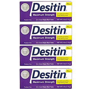 Desitin Diaper Rash Paste, Maximum Strength, 4 Ounces (Pack of 4)