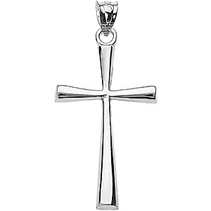 Religious Jewelry .925 Sterling Silver Simple Classic Flared Cross Pendant - 1.1"