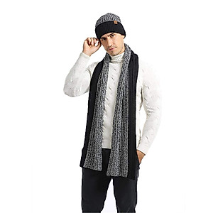 Winter Hats Scarf for Men with Touchscreen Gloves Warm Men's Scaves and Beanie Hat Themal Gloves Set