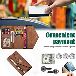 Wallet Case for Samsung Galaxy S20 FE 5G 6.5 inch Flip Zipper Purse Handbag with Credit Card Holder Shoulder Strap Wrist Strap Phone Cover for S 20 EF UW S20FE5G S20FE 20S S2O Fan Edition 4G G5 Brown