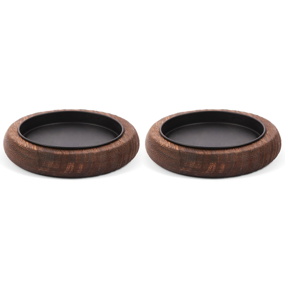 Hatway Wood Candle Holder Farmhouse Decor Wooden Pillar Candles Tray for Table Centerpiece Small Decorative Tray Riser Round Wooden Plate Pedestal Stand for Coffee Table for Christmas Decor Mu-2