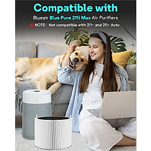 Leemone 2 Pack Blue Pure 211i Max Filter Replacement Compatible with Blueair Blue Pure 211i Max Air Purifier, H13 True HEPA & Activated Carbon Filter, Compare to Part #F2MAX