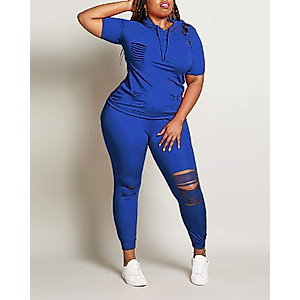 TOP-VIGOR Womens 2 Piece Outfits, Casual Sports Short Sleeve Sweatshirt and Jogging Sweatpants Suit