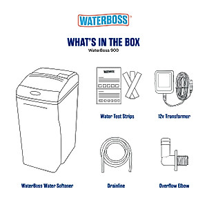 WaterBoss Water Softener System for Whole Home (36,400 Grain) - Filters Iron, Calcium, Ferrous Iron, Dirt and Sediment - Whole House Softening Using Less Salt - Model 900