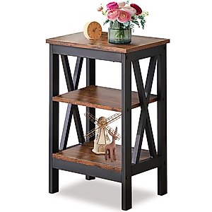 VECELO Modern Nightstands X-Design Side End Table Night Stand with Storage Shelf for Bedroom,Living Room,