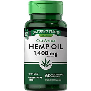 Nature's Truth Hemp Oil | 60 Softgel Capsules | 1400mg | Non-GMO & Gluten Free Supplement | Cold Pressed from Hemp Seeds