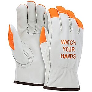 ATERET 12 Pairs Large Hi Vis Heavy Duty Durable Cowhigh Leather Work Gloves