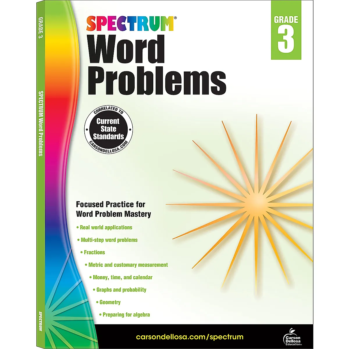 Spectrum Math Word Problems Grade 3 Workbook, Ages 8 to 9, 3rd Grade Math Word Problems, Fractions, Algebra Prep, Geometry, Multi-Step Word Problems, Money, and Time - 128 Pages