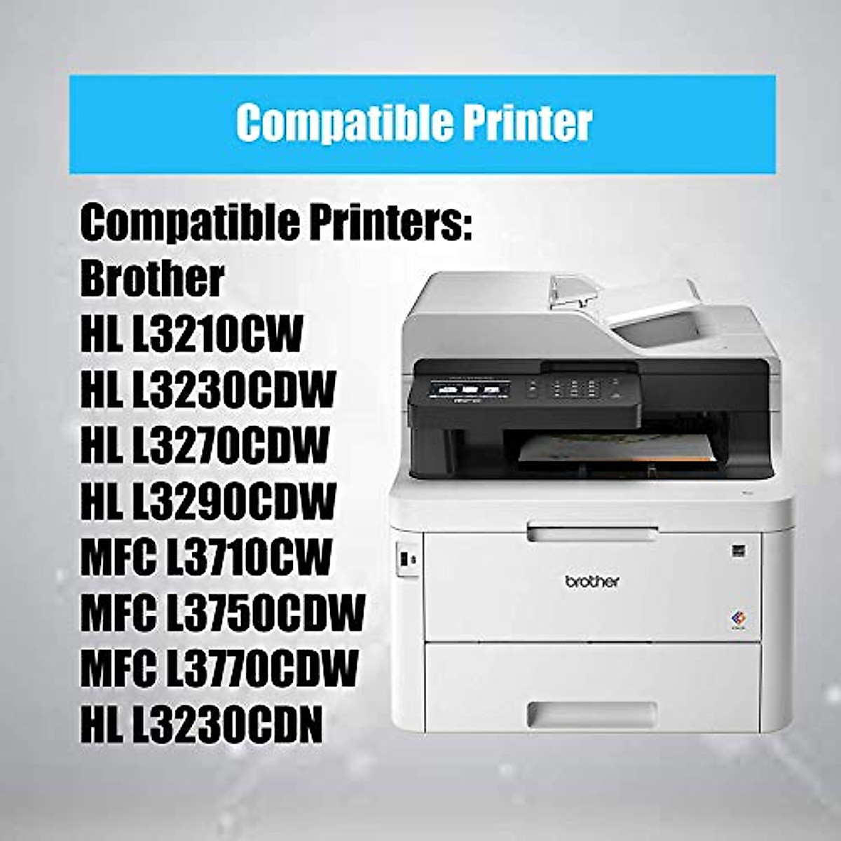 (4-Pack) 4Benefit Compatible TN227 TN-227 Toner Cartridge TN 227 Combo 4-Pack B/C/Y/M Set Replacement for Brother MFC L3750CDW HL-L3270CDW HL-L3230CDW MFC-L3710CW Laser Printer