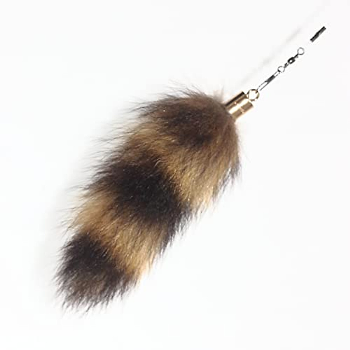 Fosrion Real Raccoon Tail Fur Cat Bites Toy with Three Section Retractable Carbon Fiber Rod (Raccoon) (Raccoon, Tail & Fishing Rod)