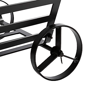 DOEWORKS Fireplace Log Rack Decorative Wheels Fire Wood Carriers Heavy Duty Firewood Holder Stand for Indoor/Outdoor Fire Place