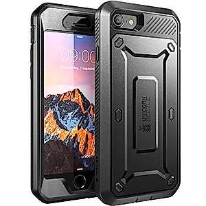 SUPCASE Unicorn Beetle Pro Series Case Designed for iPhone 7 / 8 / iPhone SE 2 (2020) / iPhone SE 3 (2022), Full-body Rugged Holster Case with Built-in Screen Protector (Black)
