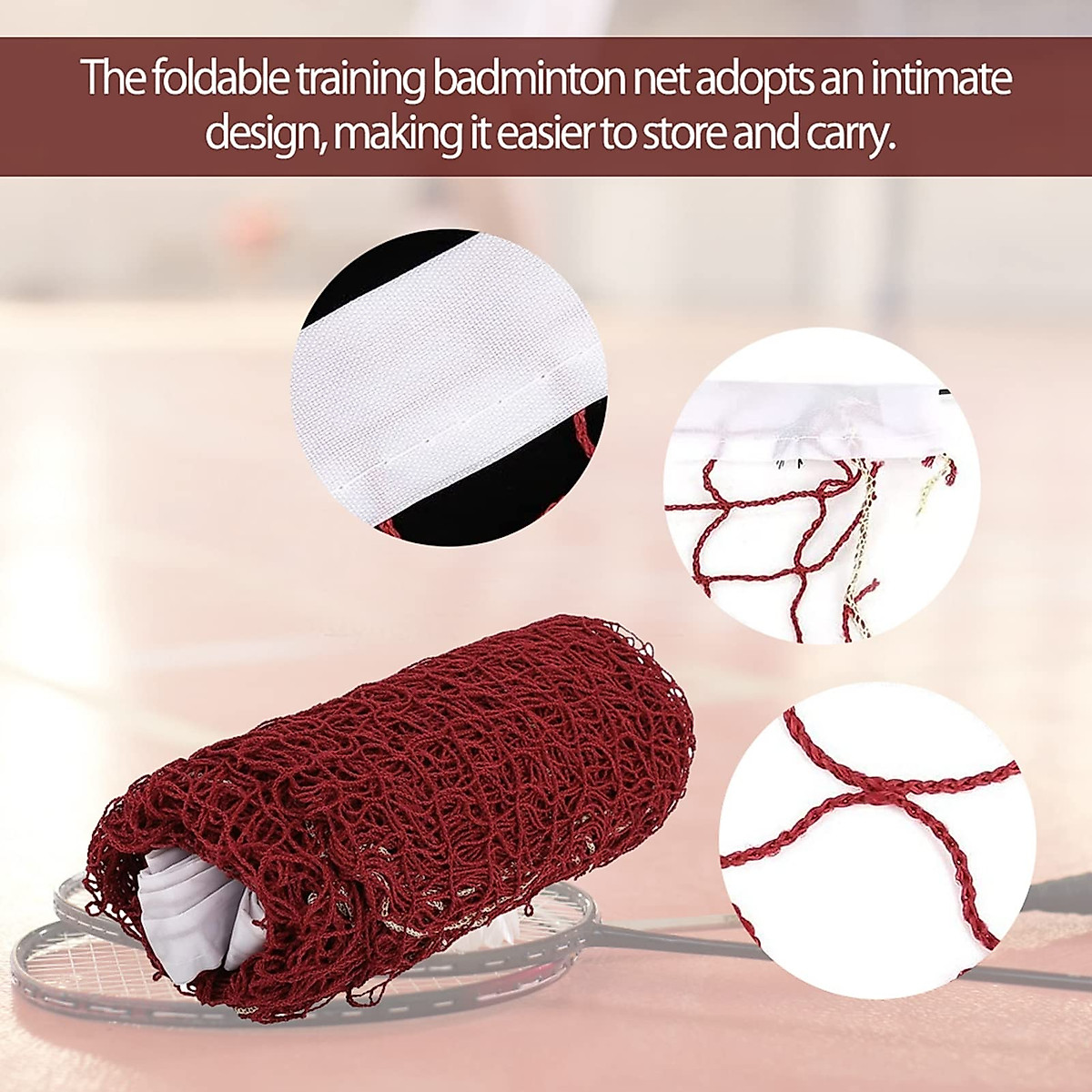 BORDSTRACT Badminton Net, 21.3 x 1.6 Ft Polypropylene Replacement Badminton Net, Professional Regulation Net for Volleyball, Badminton, Pickleball, School, Yard, Training, Entertainment(Date Red)