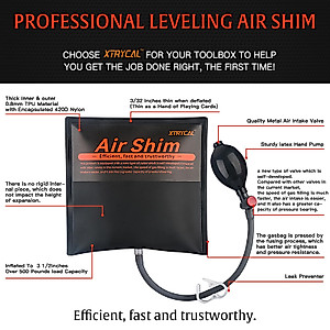 Improved 2 Piece Commercial Grade Air Wedge Bag Pump Professional Leveling Kit & Alignment Tool Inflatable Shim Bag. 500 LB Rating