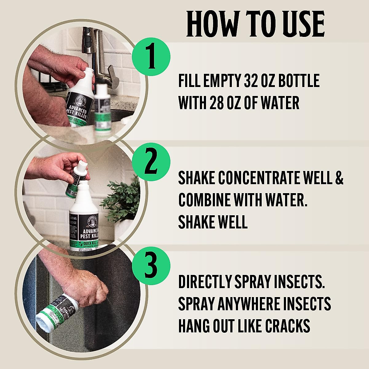 Grandpa Gus's Natural Advanced Pest Killer Concentrate, Bundled with a 32 oz Empty Spray Bottle, Plant-Based Actives Quick Kill 46 Insect Species, Indoor & Outdoor, Light Scent, 3.7 fl oz (Pack of 2)