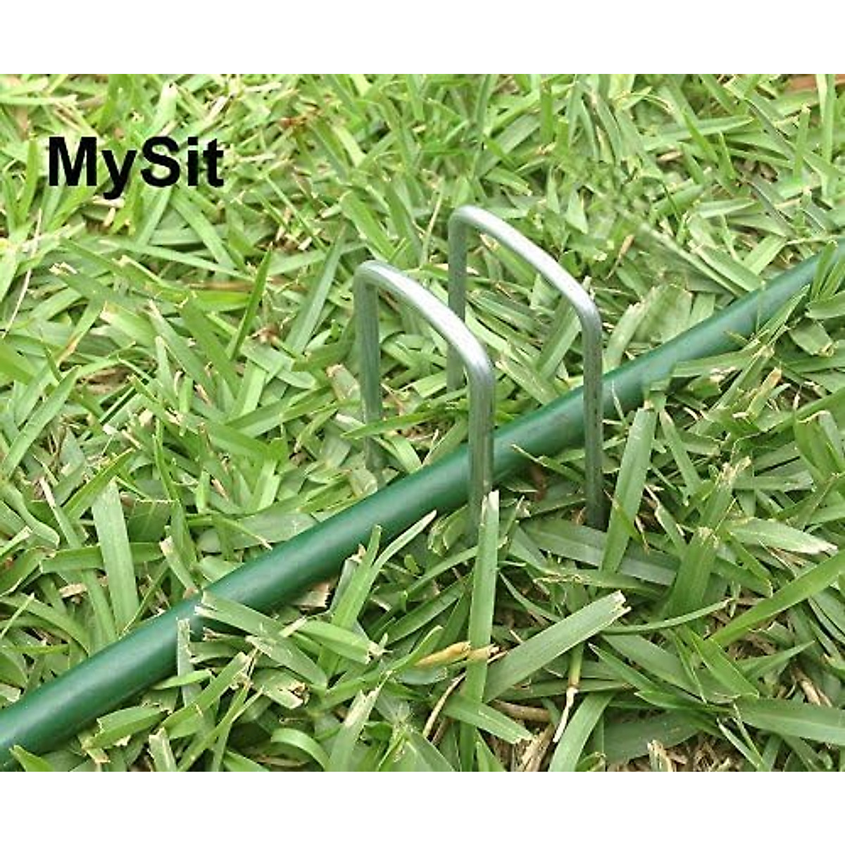 MySit 50x 6-Inch Galvanized Ground Garden Staples Stakes Pins, Lawn Landscape Staples Weed Fabric Staple, Heavy-Duty 11 Gauge Anti-Rust Steel Sod Anchor Securing Pegs(SodStaple_11Ga_AR50)