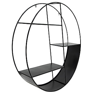 Sagebrook Home 32" Round Black Shelf - 4 Layered Contemporary Floating Metal Wall Shelf for Creative Home, Office, Bathroom, Bedroom, Living Room Decor