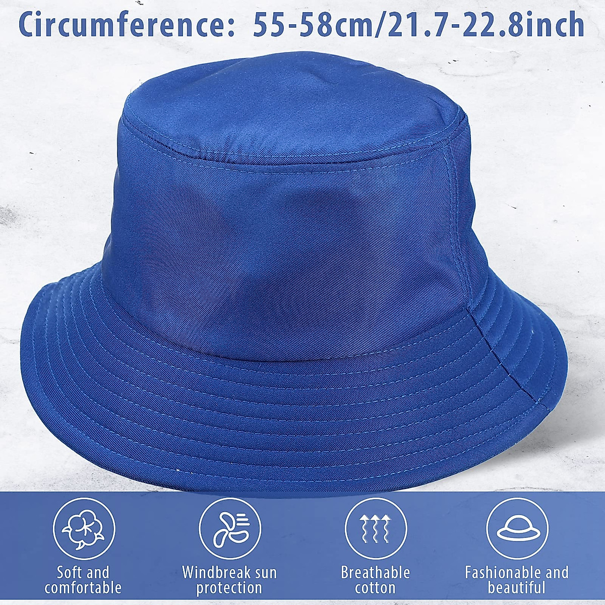 Geyoga 8 Pack Cotton Bucket Hat Foldable Packable Fishing Hat Beach Cap for Kids Teen Girls Women Men (Bright Colors)