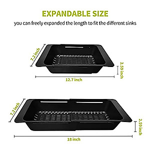 Sink Colander for Kitchen Sink, Over the Sink Strainer Wash Fruit and Vegetables, Expandable Strainer Basket with Fine Mesh, Adjustable Sink Collander Strainer for Kitchen Dishwasher Safe