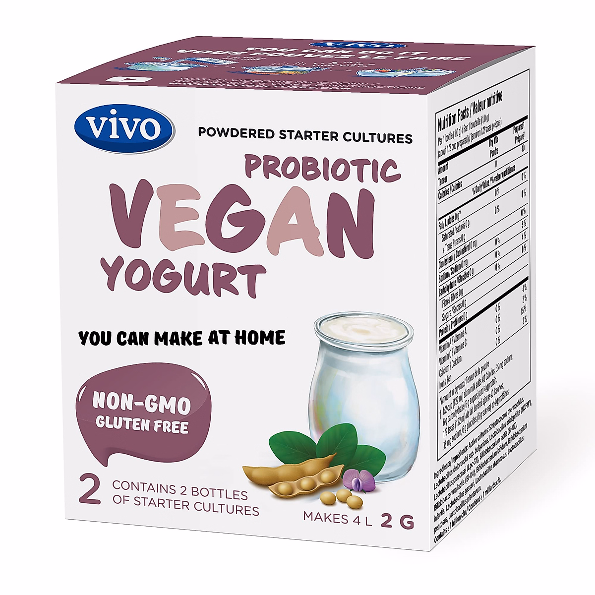 VIVO Vegan Yogurt Starter – Vegan Yogurt Culture Starter with Probiotics - 5-Box (10 Bottles) Pack - Makes Up to 30 Quarts of Probiotic Vegan Yogurt