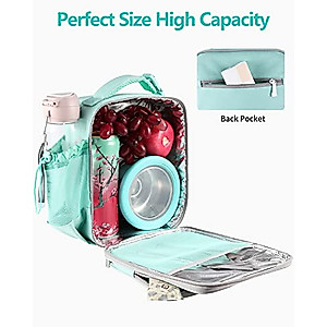Amersun Kids Lunch Box with 8MM Insulated sponge & Multi-pocket & Water Bottle Holder, Keep Food Warm Cold School Lunch Bag for Kids Teen Girls Boys,Lunch Tote Bag for Children,Light Blue New