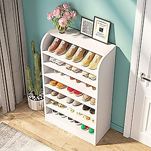 LITTLE TREE Shoe Shelf for Entryway, 8-Tier Shoe Rack Cabinet, 21 Pair Shoe Storage Organizer, White