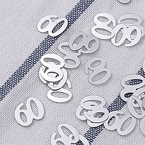 AMOSFUN 1200pcs Number 60 Sequins Confetti Plastic Confetti for 60th Birthday Party Anniversary Decoration(Silver)