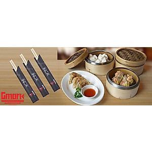 Disposable Chopsticks Pack of 100 Pair, 9" Japanese Style Sleeved Sushi Chopsticks by Gmark GM1038