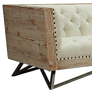 Armen Living Regis Sofa in Cream and Gunmetal Finish