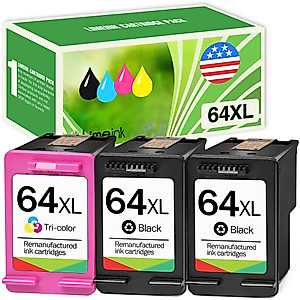 Limeink Remanufactured Ink Cartridge Replacement for HP 64 XL 64XL for Envy Photo 6232 6252 6255 6258 7155 7158 7164 7800 7855 7858 7864 Inkjet Printers (Combo Pack - 2 Black and 1 Color)