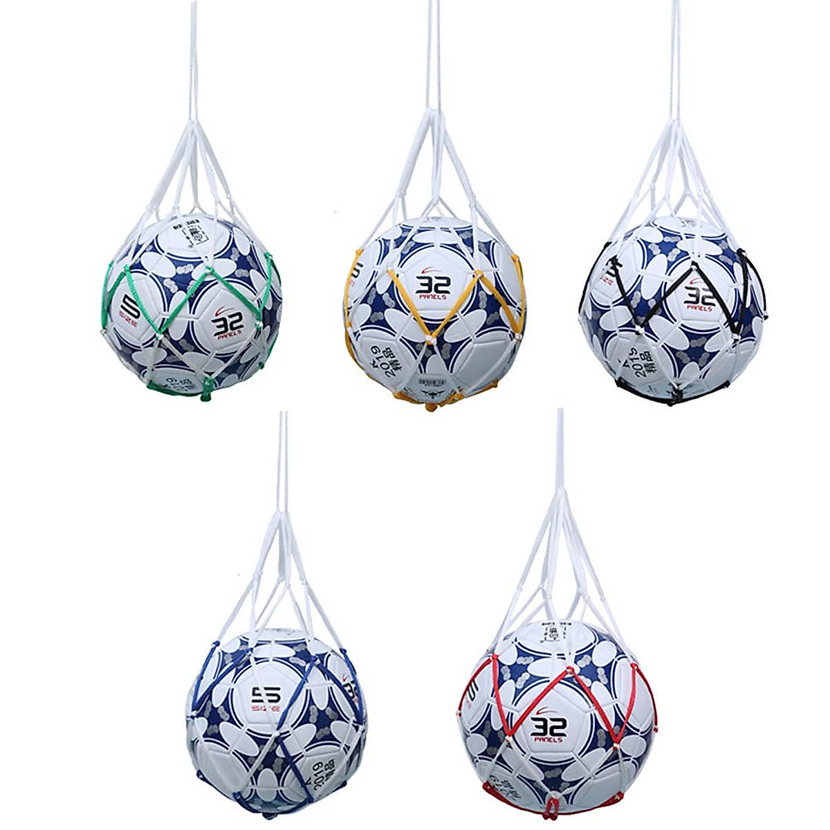 EastyGold Basketball Net Bag Football Soccer Mesh Storage Sports Ball Holder Organiser Nylon Carry Bag Durable Single Ball Carrier 2 Pack Black Green Fit Ball 3 4 5