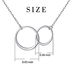 S925 Sterling Silver Two Interlocking Infinity Circles Pendant Necklace,Rolo Chain,18+2 inches