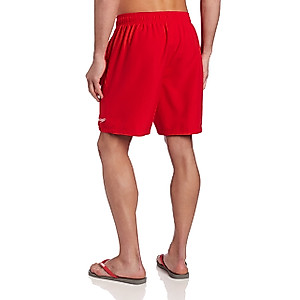 Speedo Men's Guard Swimsuit Trunk Knee Length Volley, 19" Speedo Red, X-Large